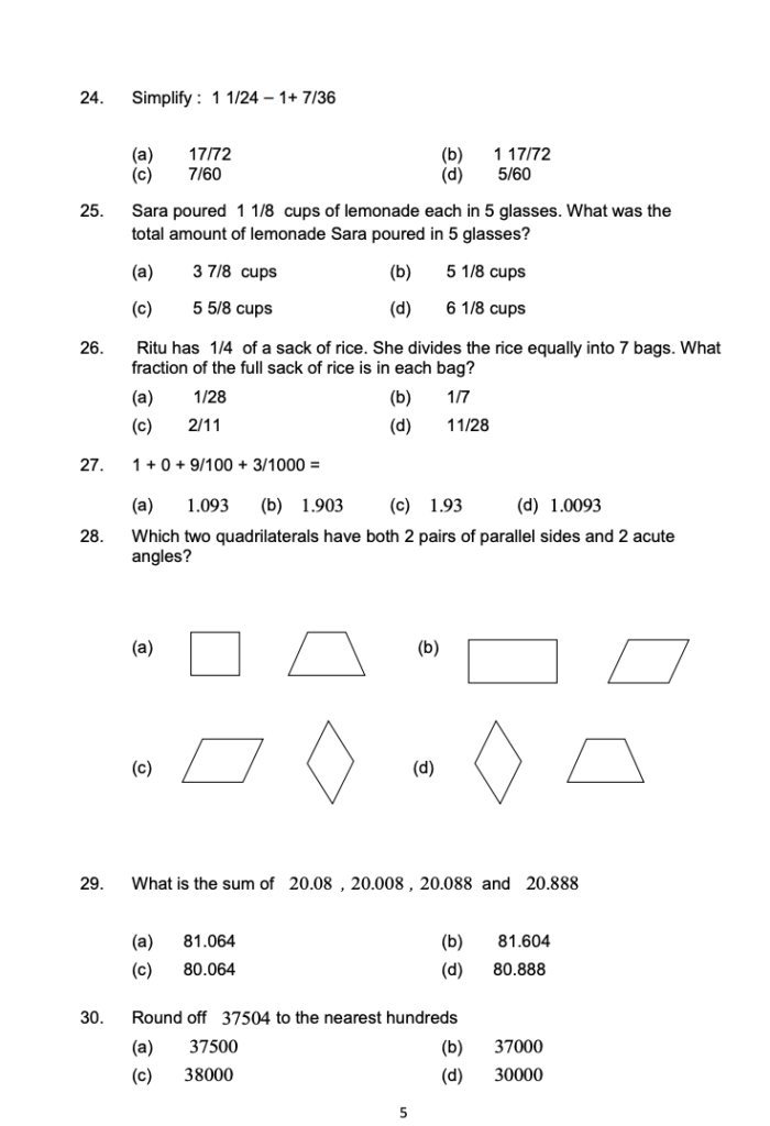 Sainik School Previous Year Question Paper Download PDF